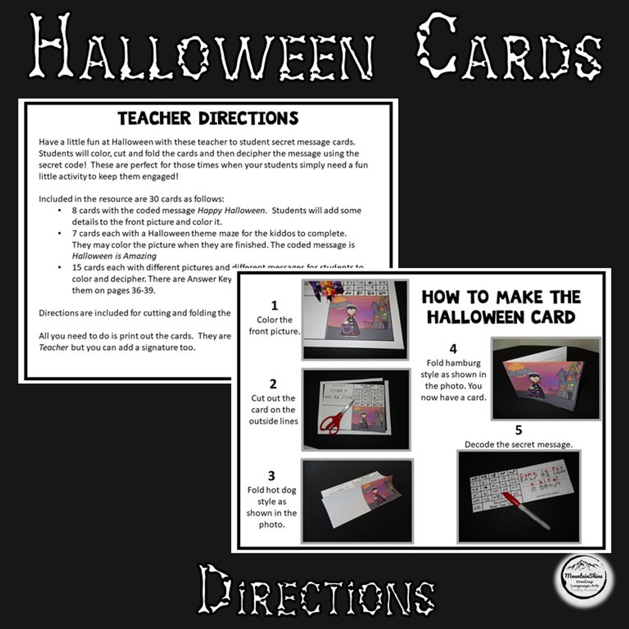 Halloween Greeting Cards Teacher to Student