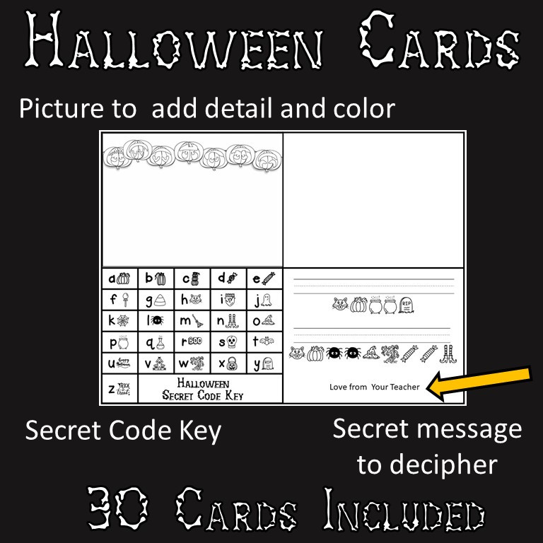 Halloween Greeting Cards Teacher to Student