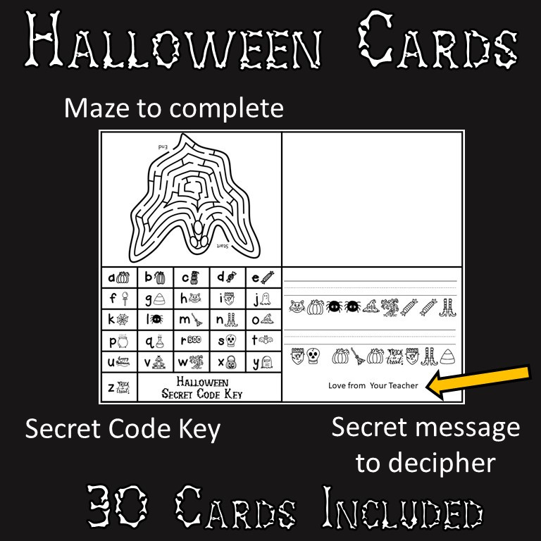 Halloween Greeting Cards Teacher to Student