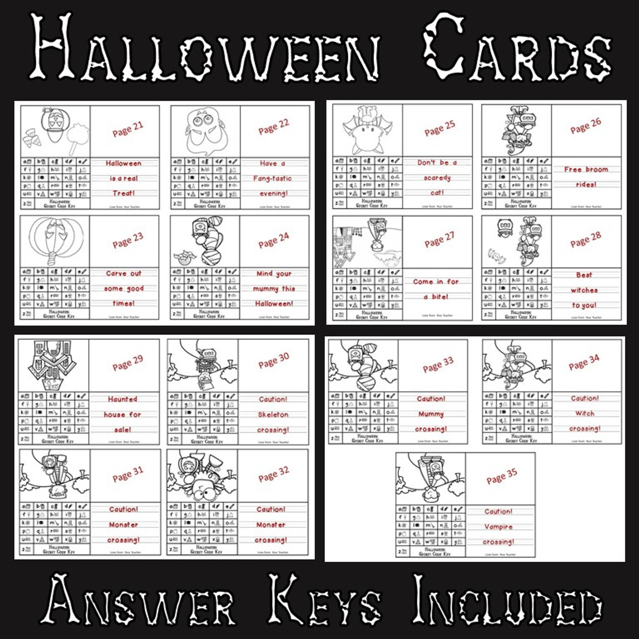 Halloween Greeting Cards Teacher to Student