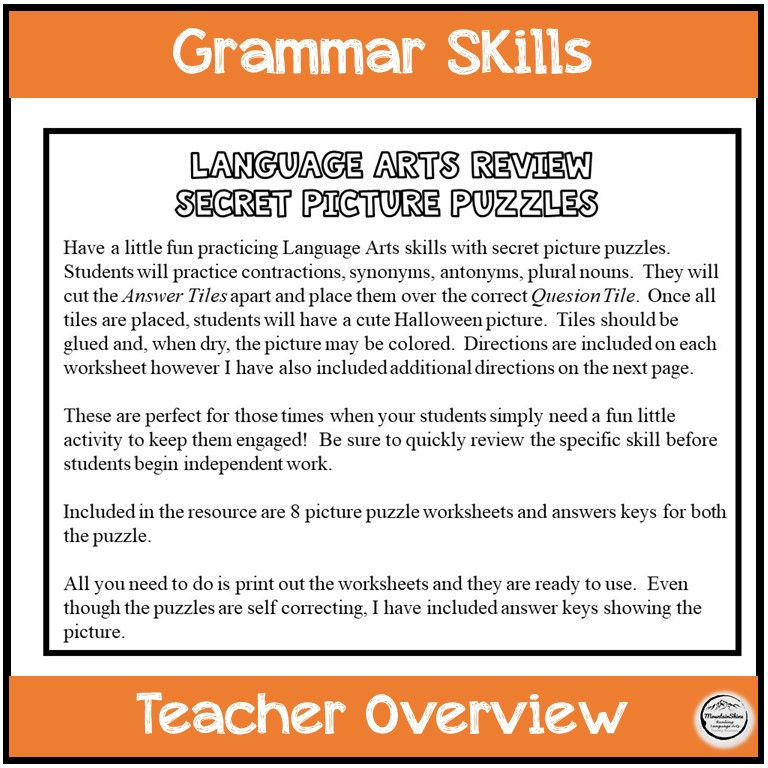 Grammar Skills Secret Picture Puzzles
