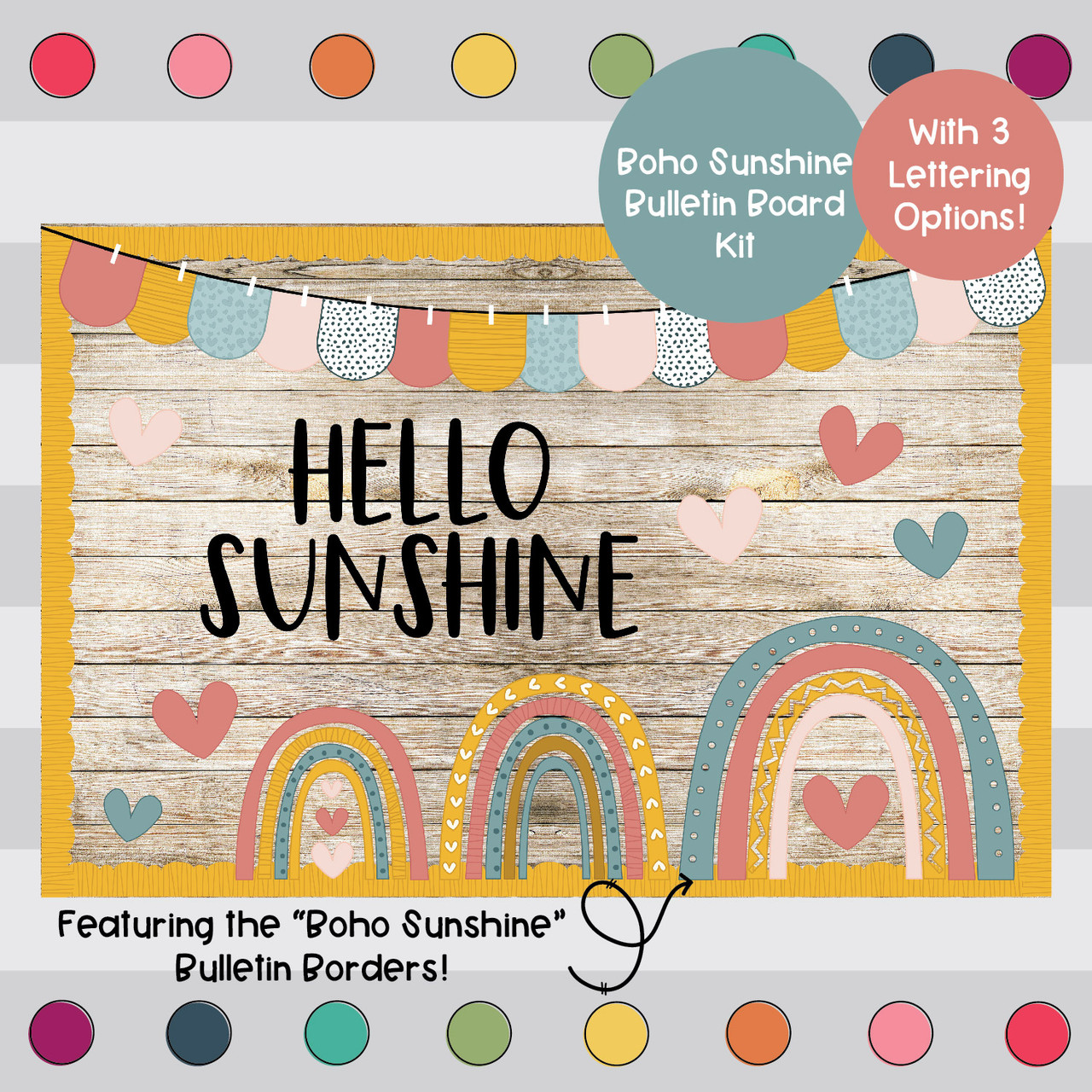 Boho Sunshine Rainbow Bulletin Board - Boho Sunshine - Boho Bulletin ...