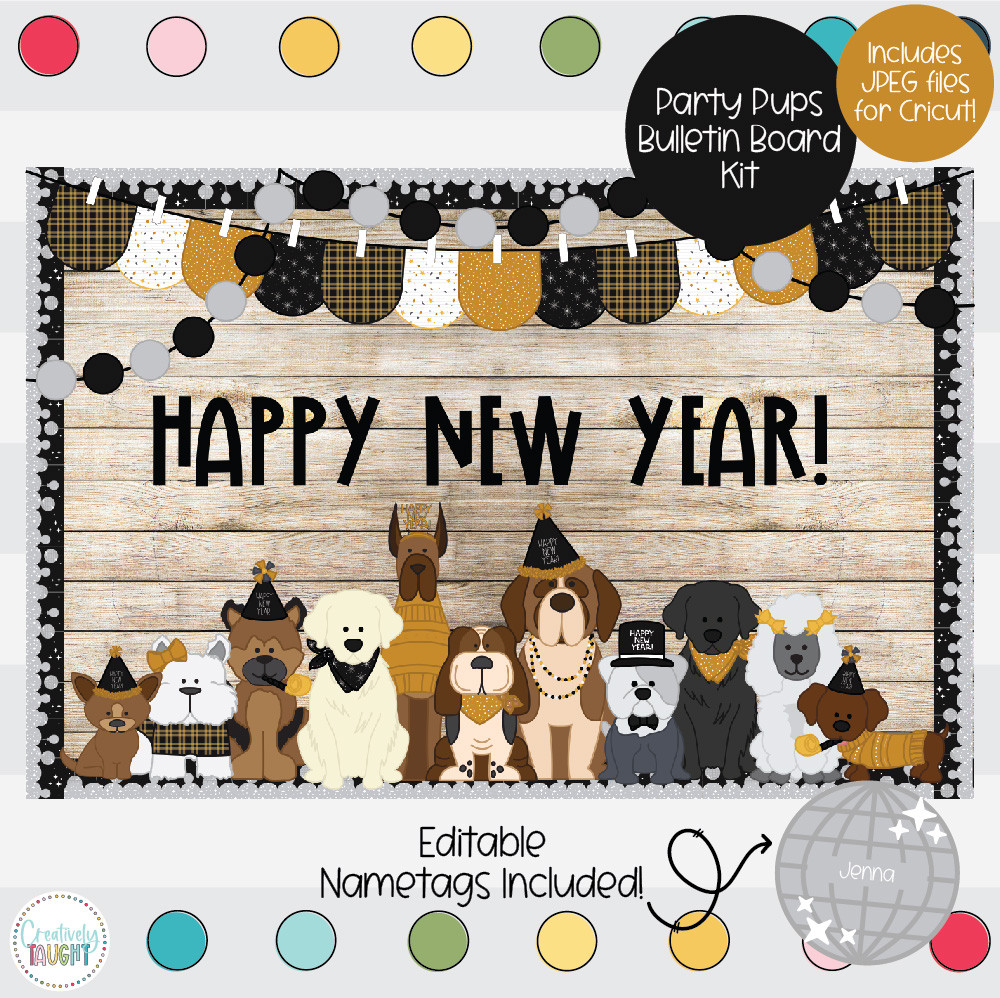 New Years Pups Bulletin Board Kit