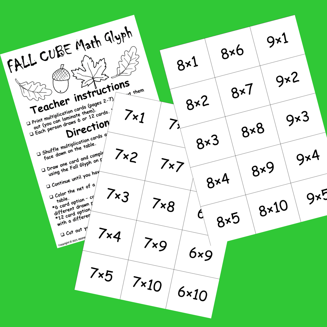 Fall Math Glyph STEAM activity Multiplication Facts Build 3D Cube hands ...