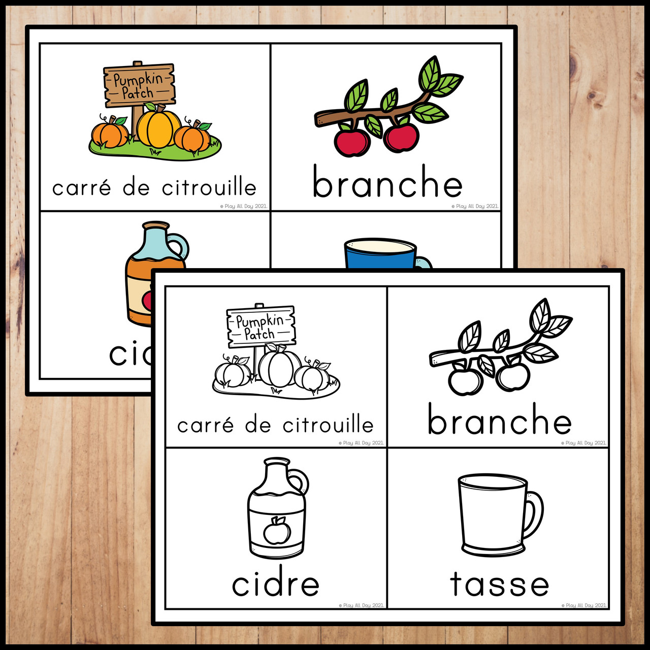 FRENCH Fall Themed Vocabulary Cards | Cartes de vocabulaire – l’automne ...
