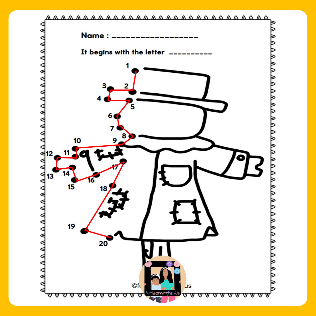 Fall Connect the dots | Dot to Dot worksheets | Counting 1-30