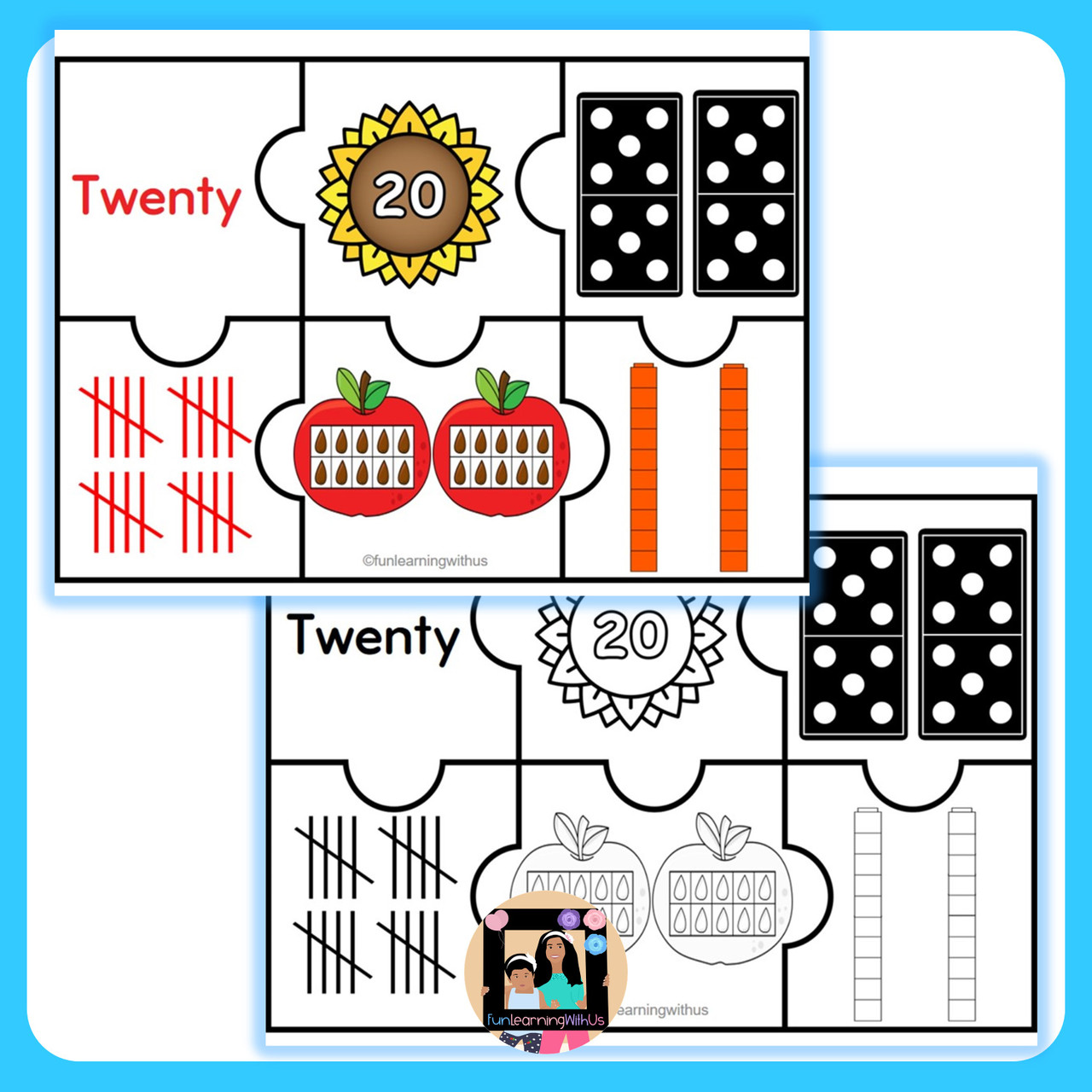 Subitizing Number Sense Math Puzzles (1-20) | Kindergarten Number ...