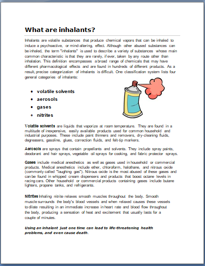 "Heads Up"-The Dangers of Inhalants - Amped Up Learning