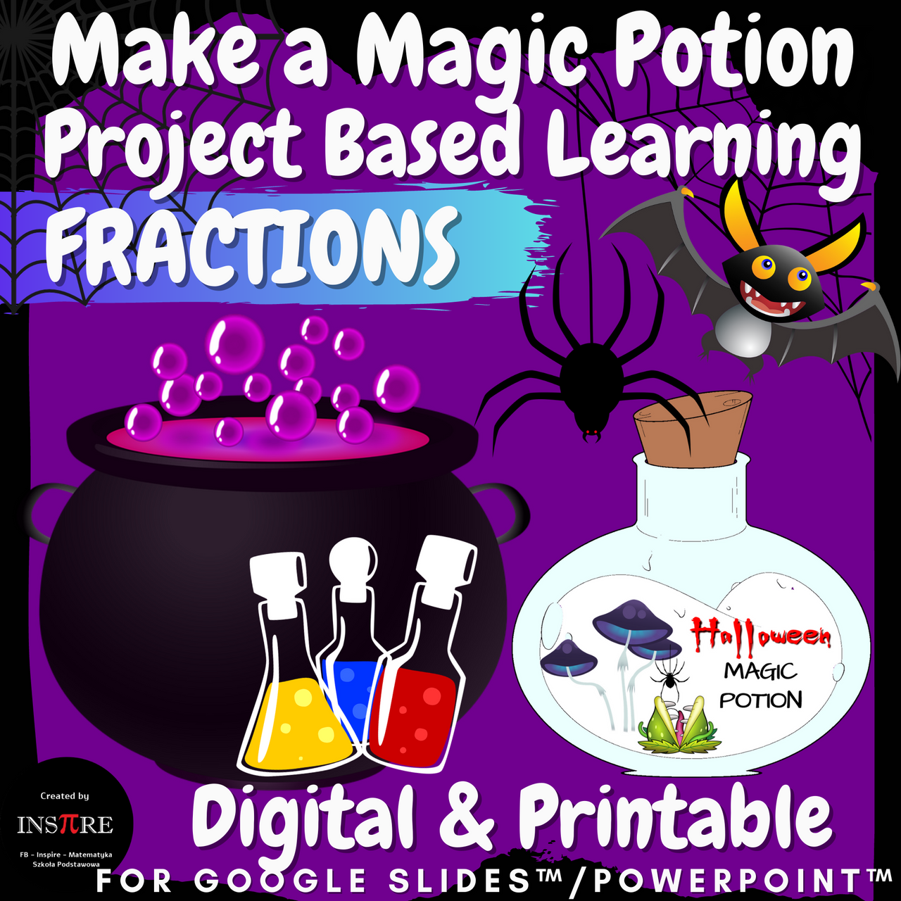 FRACTIONS Project Based Learning Make Magic Potion Halloween Math PBL ...