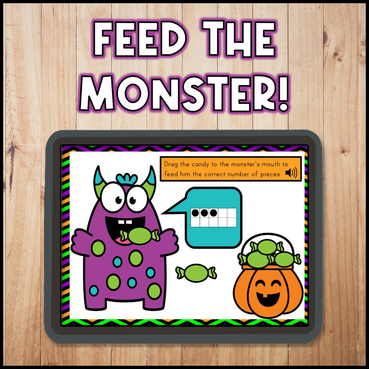 Halloween Counting 1 to 10 | Feed the Monster | Boom Cards™ - Amped Up ...
