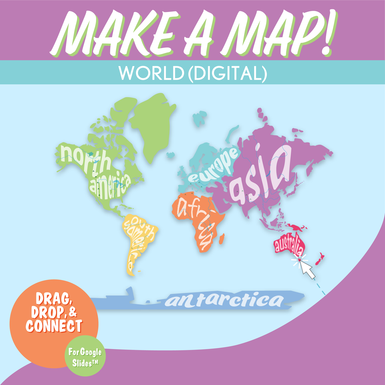 World Map Label and Assemble Continents and Oceans | Digital - Amped Up ...