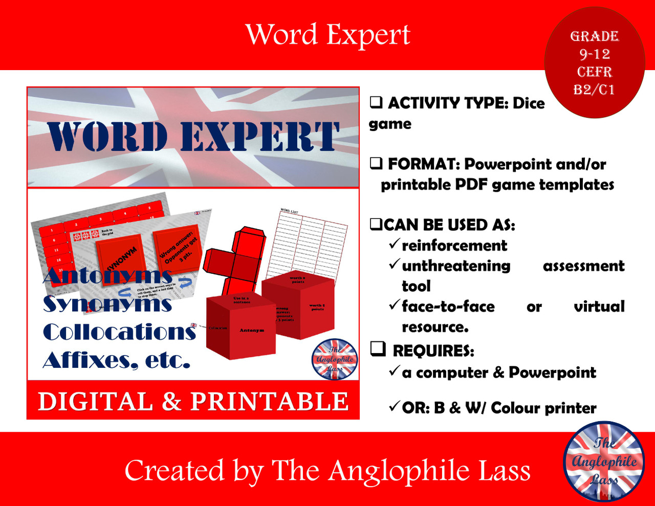Synonyms and antonyms| Suffixes | Powerpoint and printable dice game ...