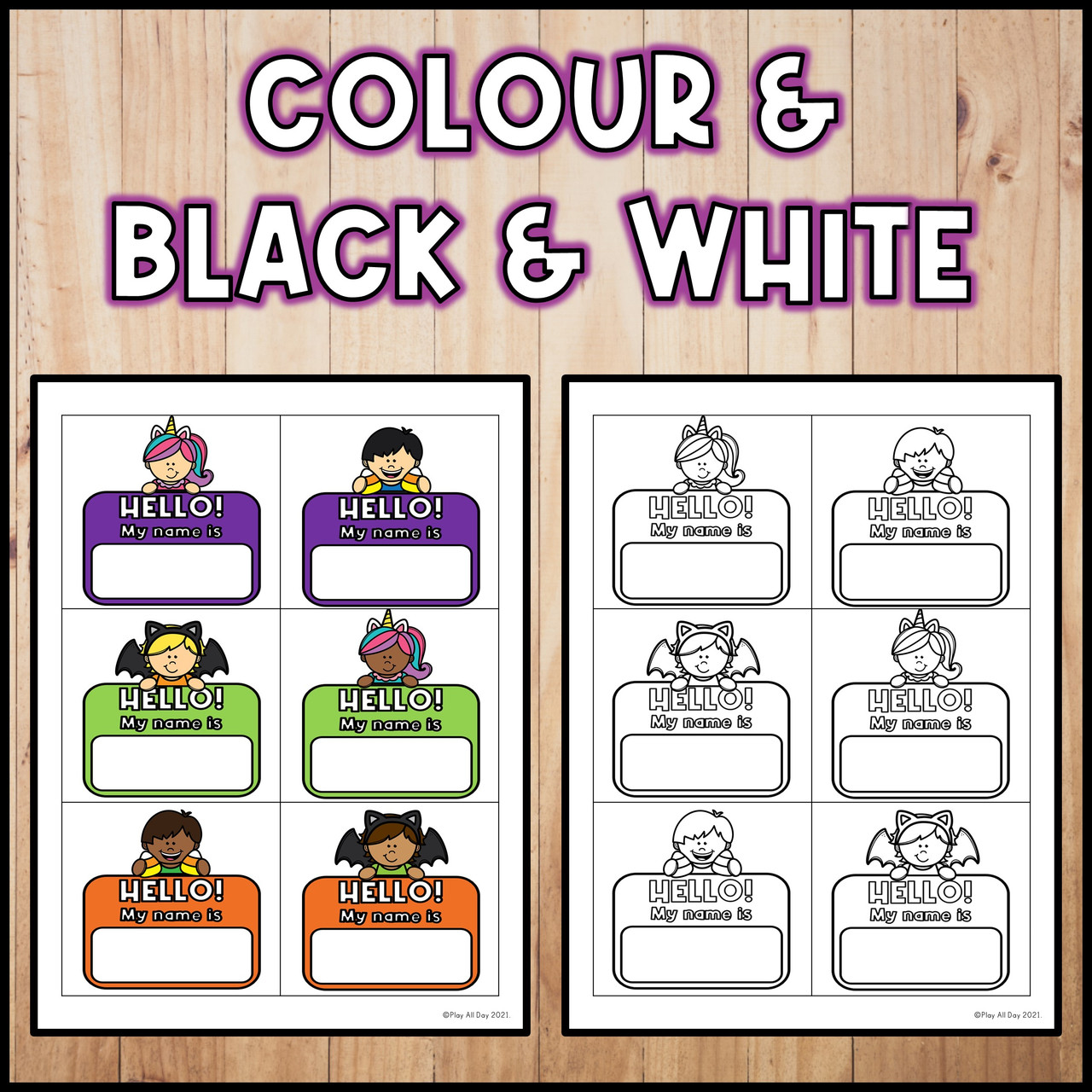 Halloween Name Tags FREEBIE | French Version Included!
