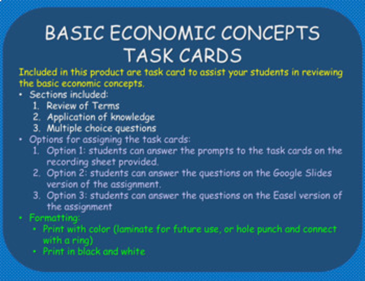 Basic Economic Concepts Task Cards Elementary, Google Slides Printable ...