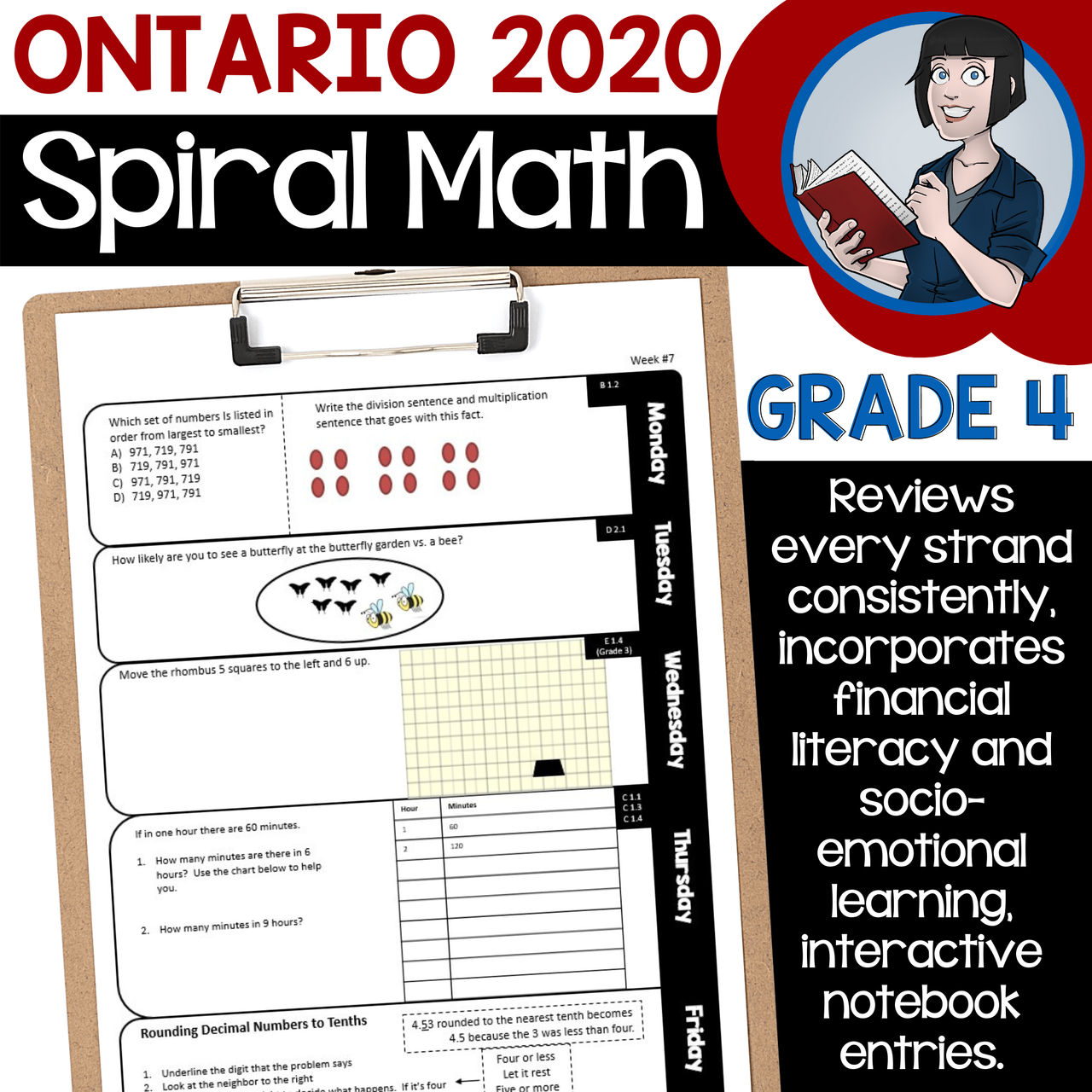 Grade 4 Spiral Math (New Ontario Math Curriculum 2020) - Amped Up Learning