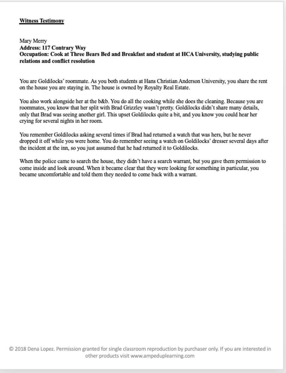 Mock Trials for Government and Civics: The Trial of Goldilocks - Amped ...