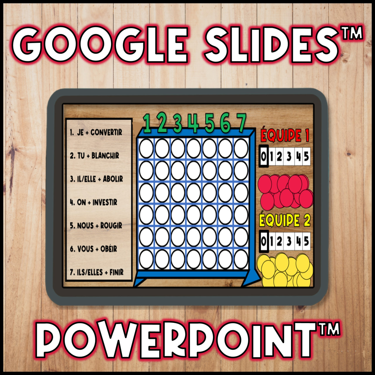 French IR Verbs | 4 in a Row Digital Game