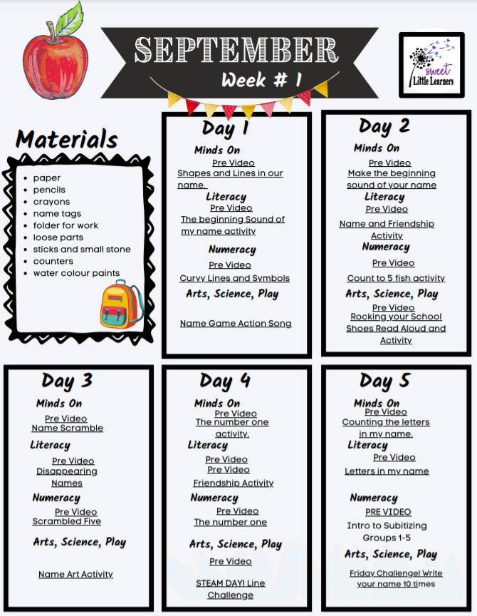 First Week of Kindergarten