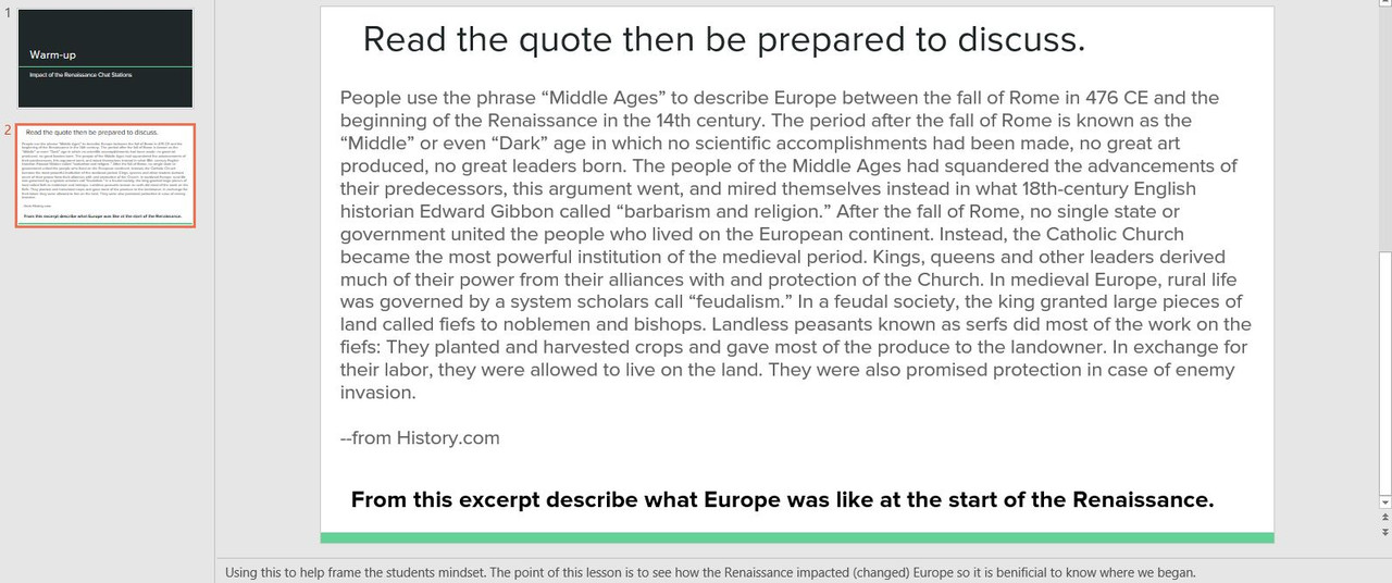 Chat Stations: The Impact of the Renaissance - Amped Up Learning