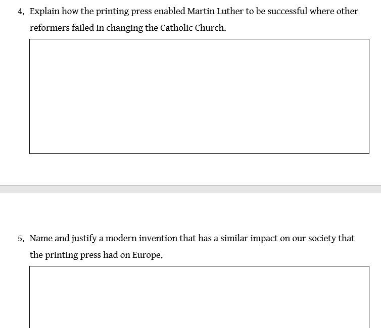 Reformation: The Printing Press Reading with Questions - Amped Up Learning