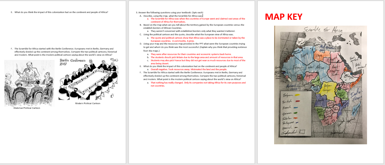 Scramble For Africa Mapping Activity