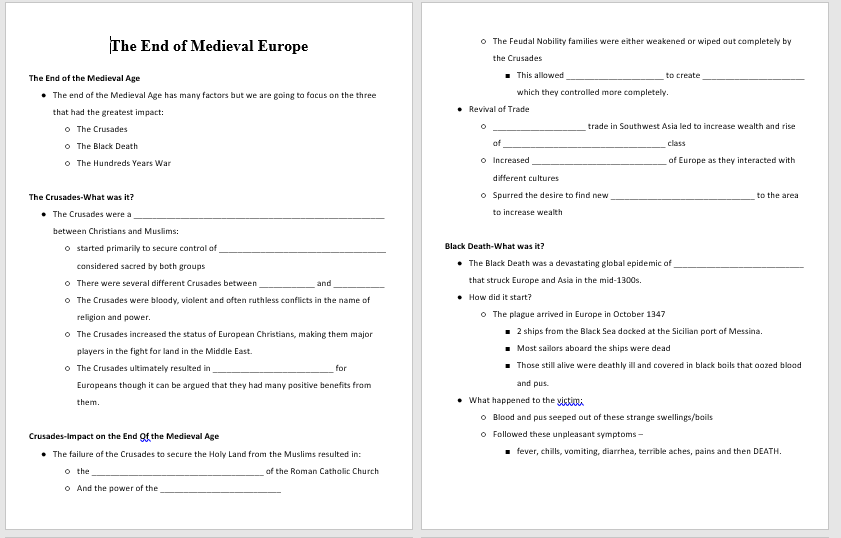 The End of the Medieval Age Lecture with Guided Notes - Amped Up Learning