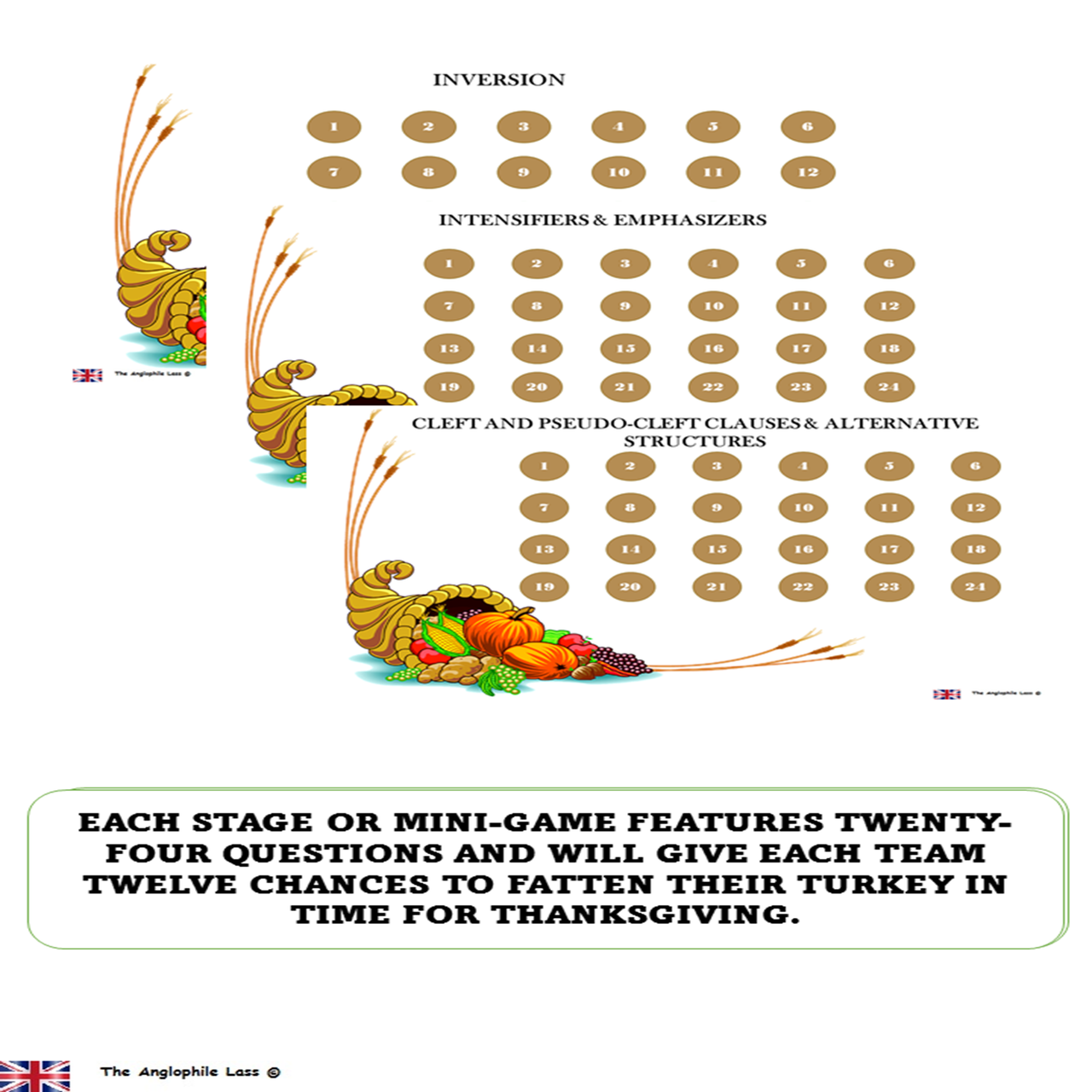 THANKSGIVING ELA TURKEY GAME | Emphasis | Inversion | Cleft clauses ...