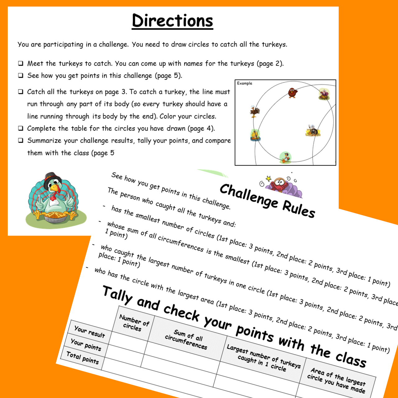 Area & Circumference of a Circle - Catch Thanksgiving Turkeys Math ...