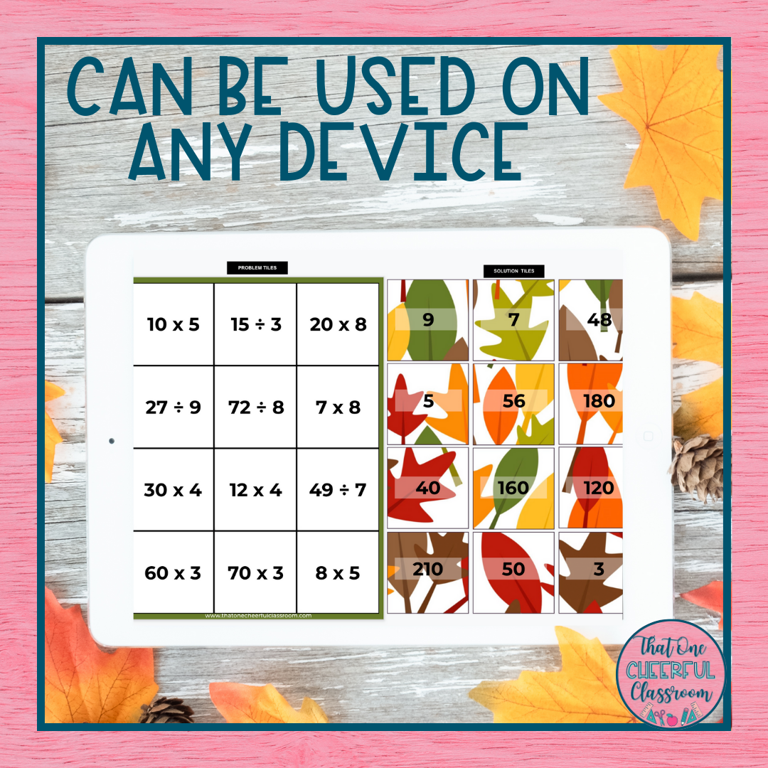 Multiplication and Division Thanksgiving Secret Picture Tiles - Amped ...