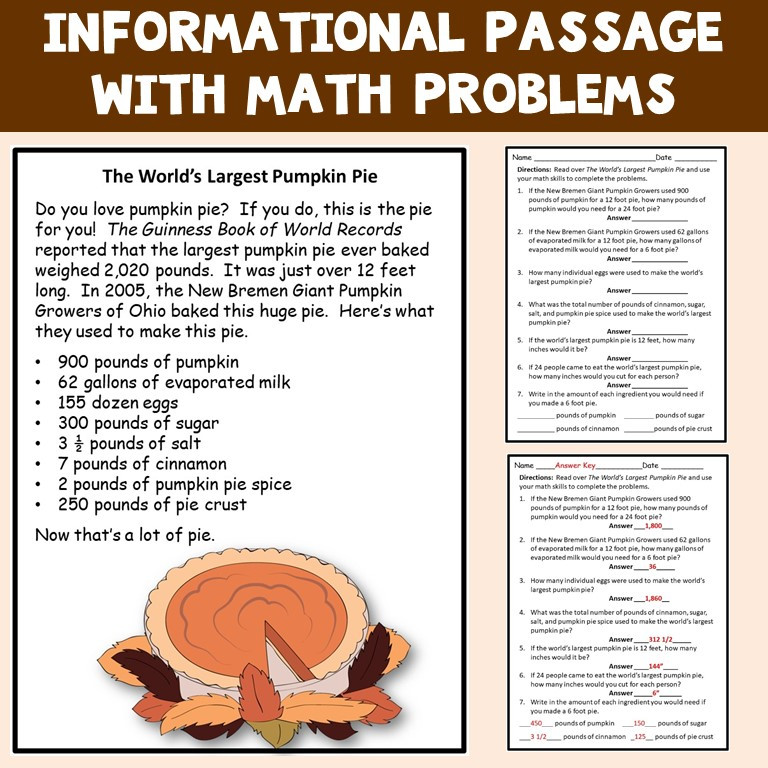 Reading Comprehension Worksheets and Literacy Center, Thanksgiving Dinner