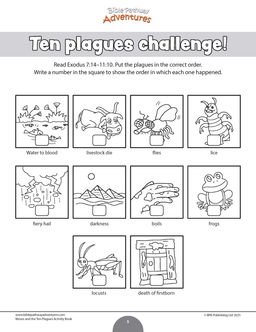 moses and the 10 plagues coloring sheet