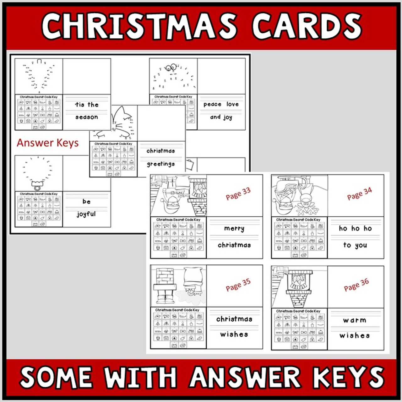 Christmas Party Activity Secret Code Cards