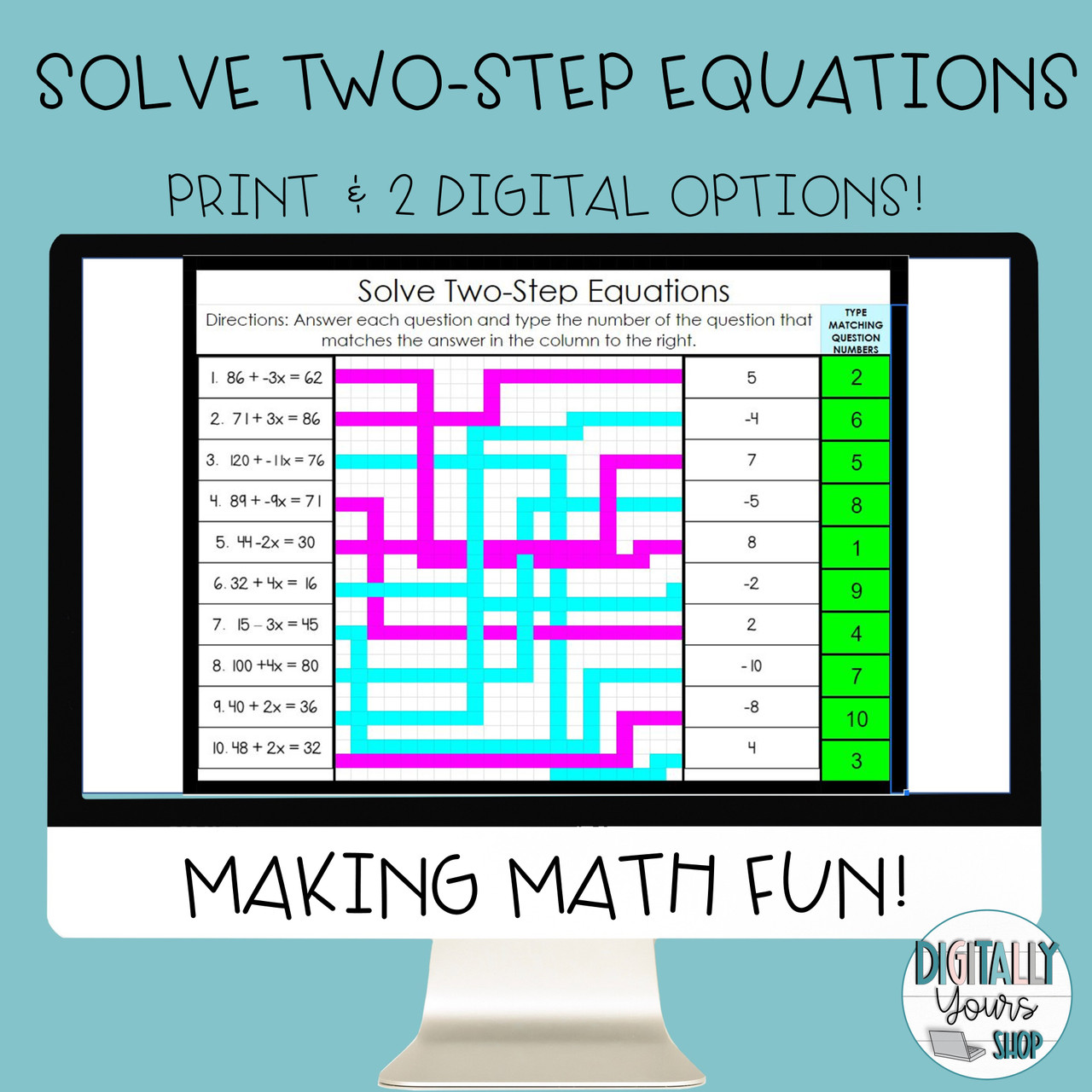 Solve Two-Step Equations (Print & Digital) - Amped Up Learning