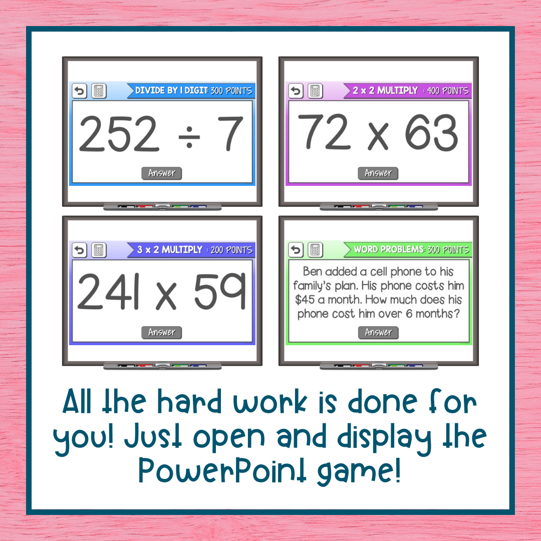 5th Grade Multiplication & Division Math Game Show