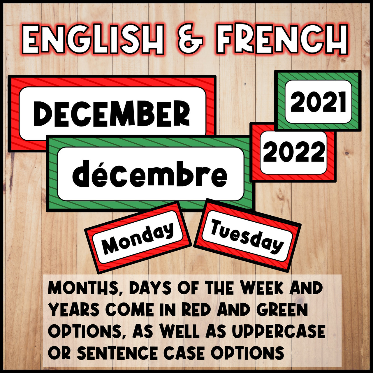 December Calendar Pieces and Numbers | French Version Included! - Amped ...