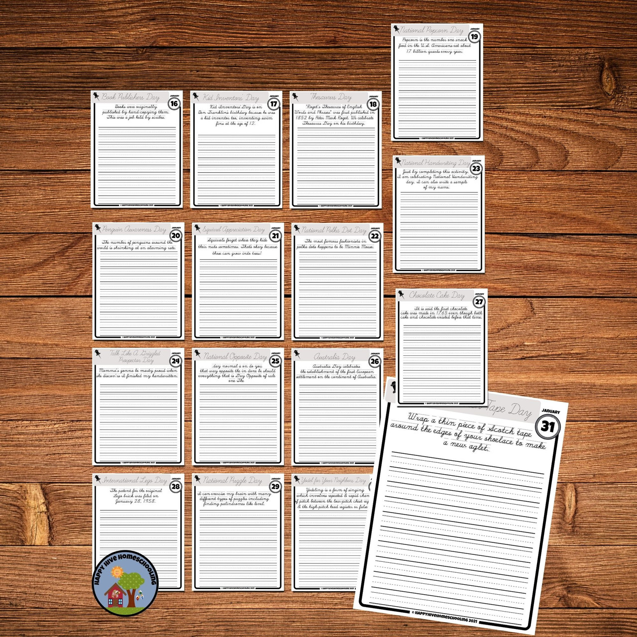 January Copywork Printables - Cursive - Amped Up Learning