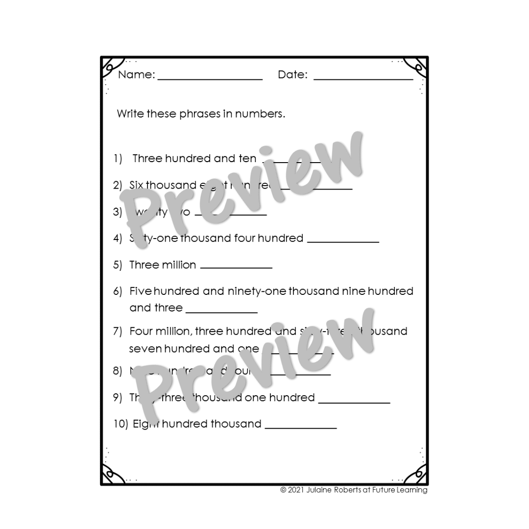 4th Grade Place Value Worksheets - Amped Up Learning