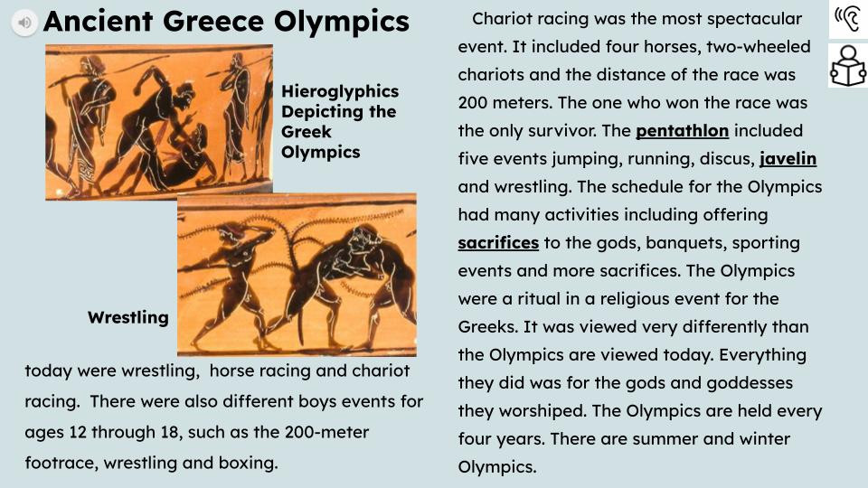 Ancient Greek Olympics Informational Text Reading Passage and Activities