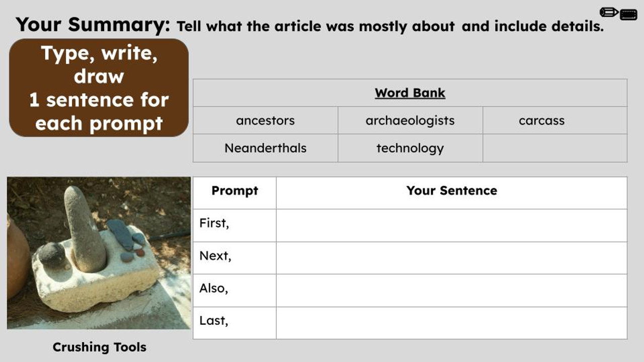 Stone Age Tools Informational Text Reading Passage and Activities