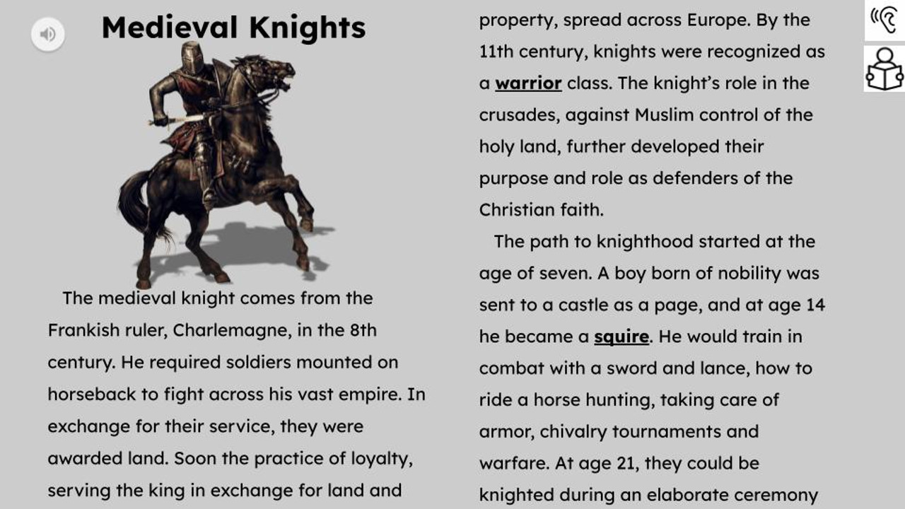 Medieval Knights Informational Text Reading Passage and Activities