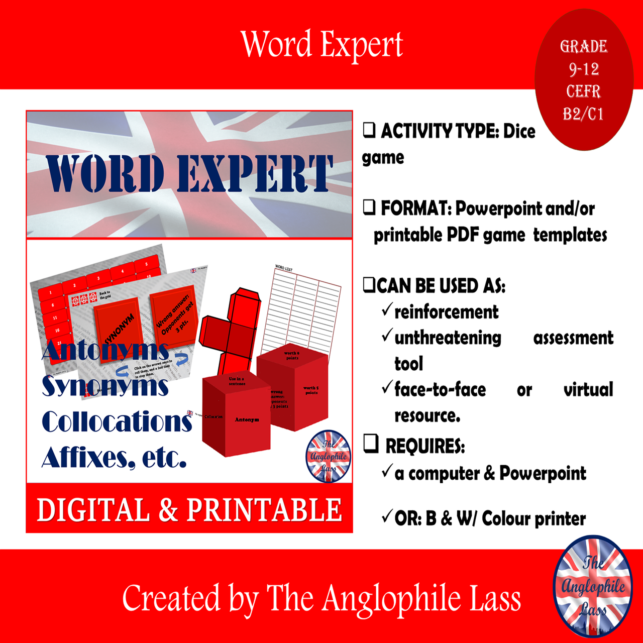 Synonyms and antonyms | Suffixes | Powerpoint and printable games BUNDLE
