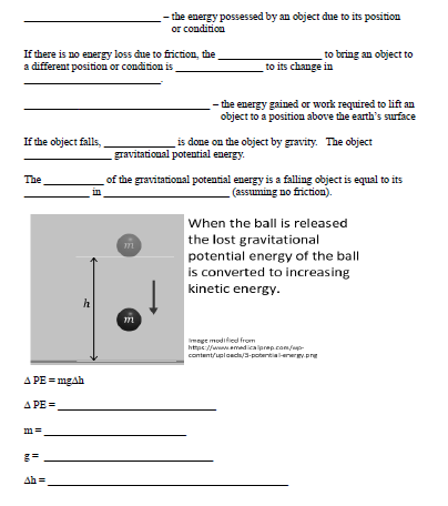 Work, Power and Energy Learning Activities