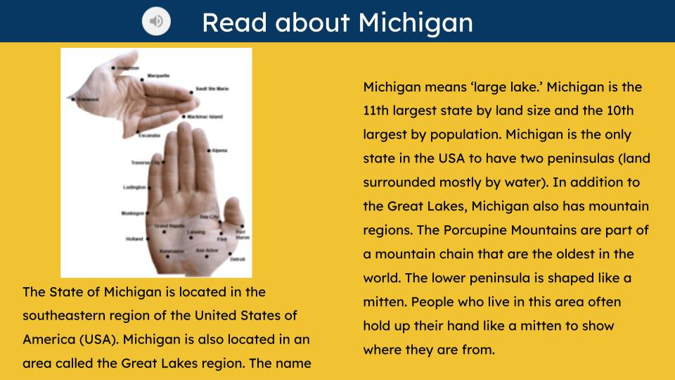 Michigan (50 States and Capitals) Informational Text and Activities
