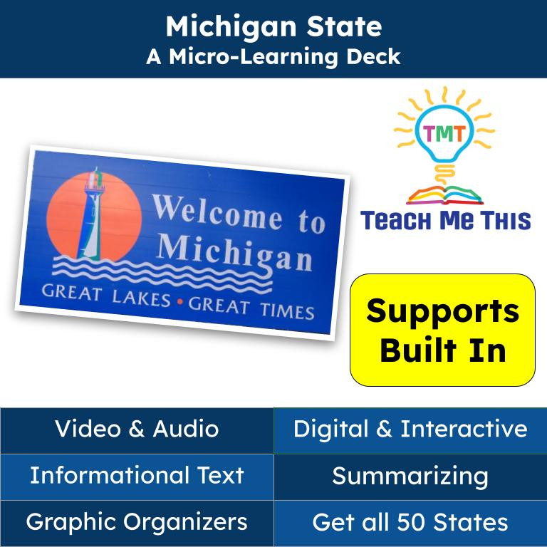 Michigan (50 States and Capitals) Informational Text and Activities