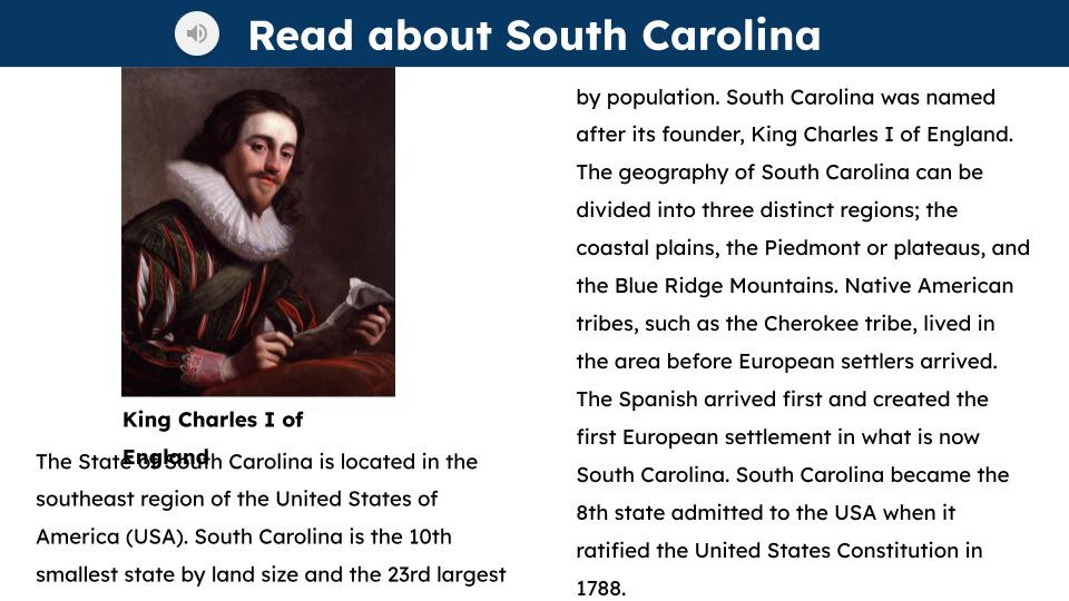 South Carolina (50 States and Capitals) Informational Text and Activities