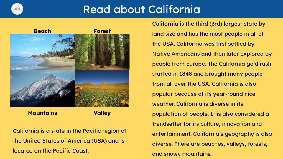 California State (50 States and Capitals) Informational Text and Activities