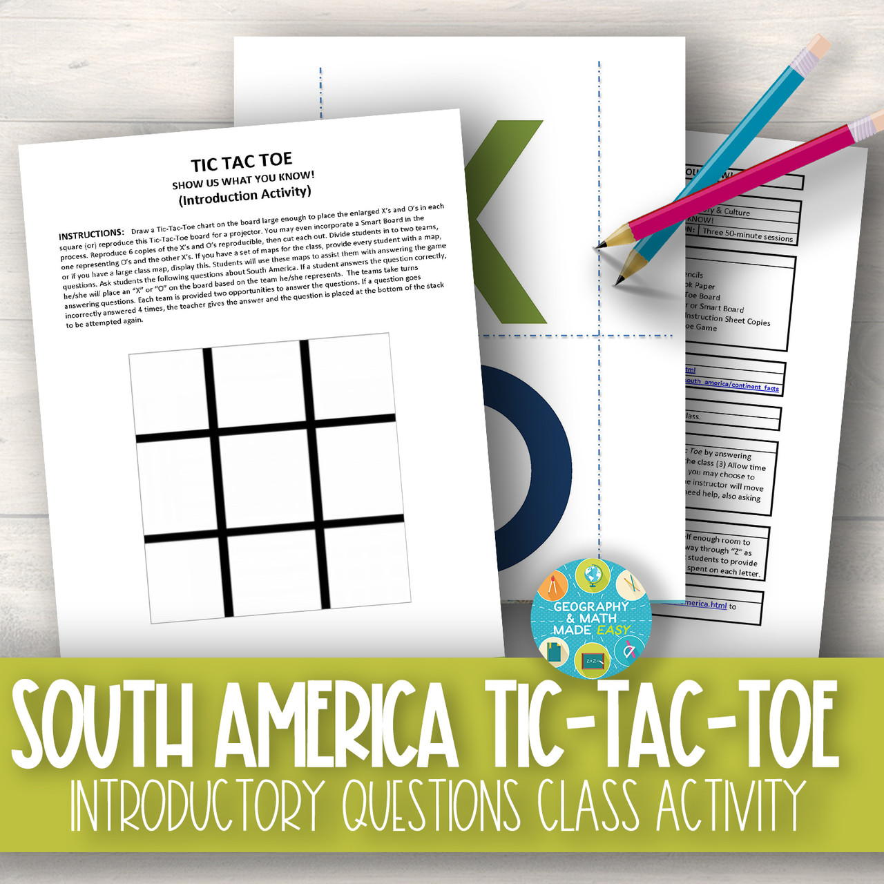 South American Geography: TIC TAC TOE: Show Us What You Know!