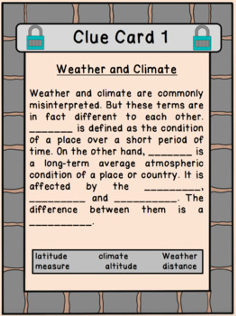 Weather and Climate: Escape Room