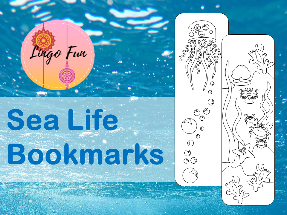 Fish and sea life bookmark coloring templates