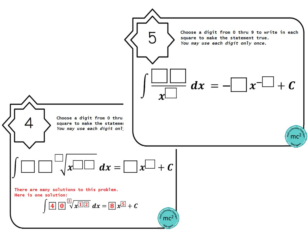 Open Middle Calculus Antiderivatives Problems